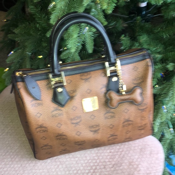 MCM | Bags | Mcm Visetos Dog Bone Boston Handbag | Poshmark